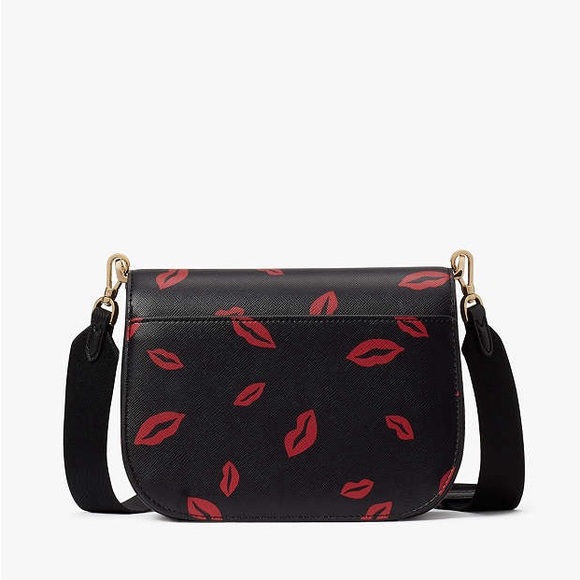 kate spade | Bags | Kate Spade Madison Lip Toss Saddle Bag Black Multi ...